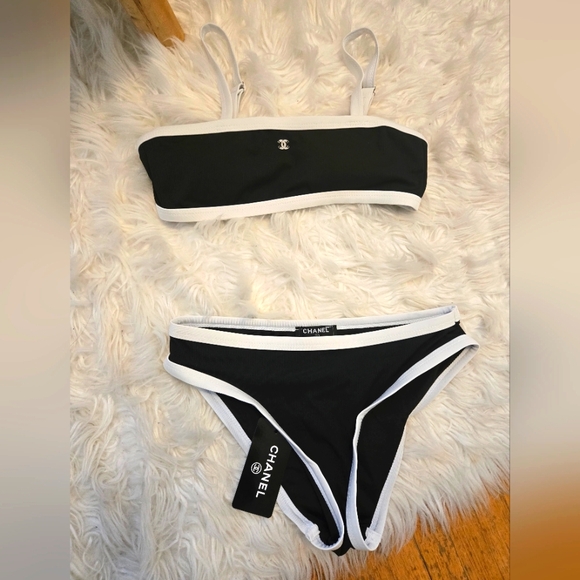 CHANEL | Swim | Chanel Monochrome Bikini With Logo Accent | Poshmark